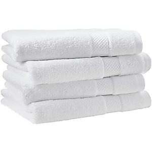 Amazon Aware 100% Organic Cotton Plush Bath Towels - Hand Towels, 4-Pack, White