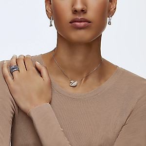 Swarovski Twist Rows Mini Hoop Pierced Earrings with Sparkling Clear Crystal Pavé on a Rhodium Plated Setting with Butterfly Closure