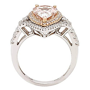 Gin & Grace 14K Two Tone Gold Genuine Morganite Ring with Diamonds for women | Ethically, authentically & organically sourced (Pear-cut) shaped Morganite hand-crafted jewelry for her |