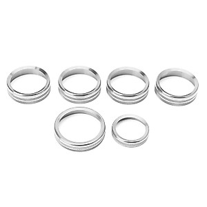 iJDMTOY 6pc-Set Silver Aluminum Air Conditioner Stereo Volume/Tune Trailer/4WD Switch Turner Covers Compatible with 2017-2020 Pre-LCI Ford SuperDuty F250 F350 F450 w/Rubber Turners