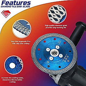 4.5" Tile Blade Super Thin Diamond Porcelain Blade with Flange for Cutting Porcelain Tile Stone