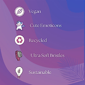 Rewa Kids Kawaii Unicorn l Children Bamboo Toothbrushes l Organic Compostable Natural Ayurvedic l Pack-4 l Soft Bristles BPA Free Pink (Sassy) & Blue (Shiny).
