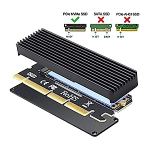 USECL M.2 NVME Adapter with Heat Sink, NVME M.2 SSD to PCI-e x4/x8/x16 Converter Card, Support 2230 2242 2260 2280, Compatible for Windows XP 7 8 10