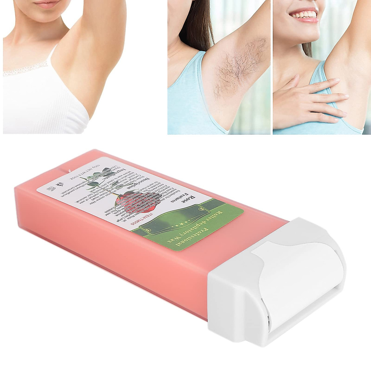 Roll-On Wax Cartridge for Hair Removal 100g Roller Depilatory Wax for Body Legs Arms Armpit Bikini Hair Removal Professional or Home Uses(Rose)