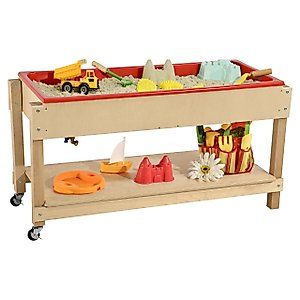 Wood Designs Sand and Water Sensory Play Table, Drainable Plastic Tub with Lid, Sturdy Birch Plywood Built for Kids, Daycare, Classroom 46" W x 17" D