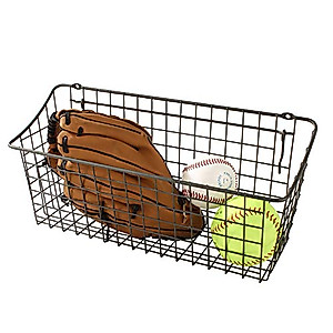 Spectrum Pegboard & Wall Mount Wire Basket Extra Large (Industrial Gray) - Storage & Organizer for Garage, Tools, Shed, Home, Work Bench, Crafts, & More