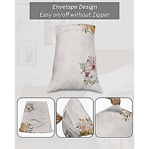 Edwiinsa Fall Pumpkin Pillow Covers King Standard Set of 2 Bed Pillow, Farmhouse Autumn Fallen Leaf Splicing Plush Soft Comfort for Hair/Skin Cooling Pillowcases with Envelop Closure 20''x36''