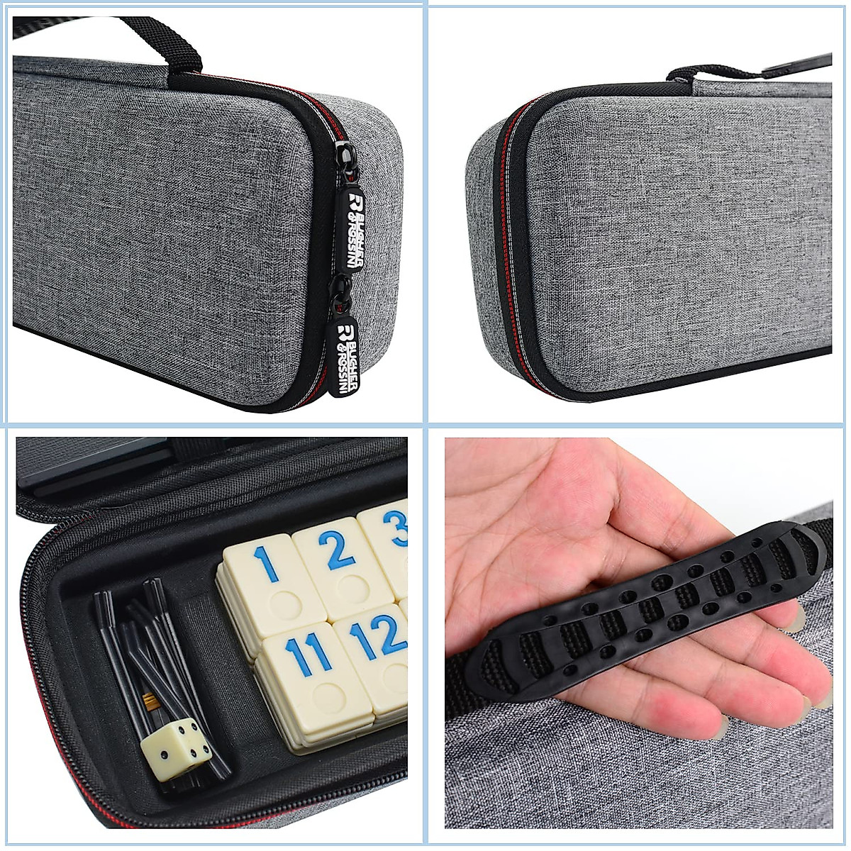 Rummy Tiles Game, Rummy Cube Travel Game Set Outlasting Color with 4 Anti-Skid Rack & Convenient EVA Hard Case