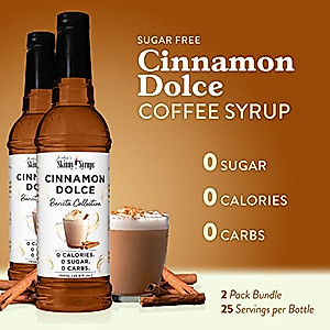 Jordan's Skinny Syrups, Cinnamon Dolce Coffee Syrup, Sugar Free, 25.4 Ounces (Pack of 2), Zero Calorie Drink Flavoring & Mixes