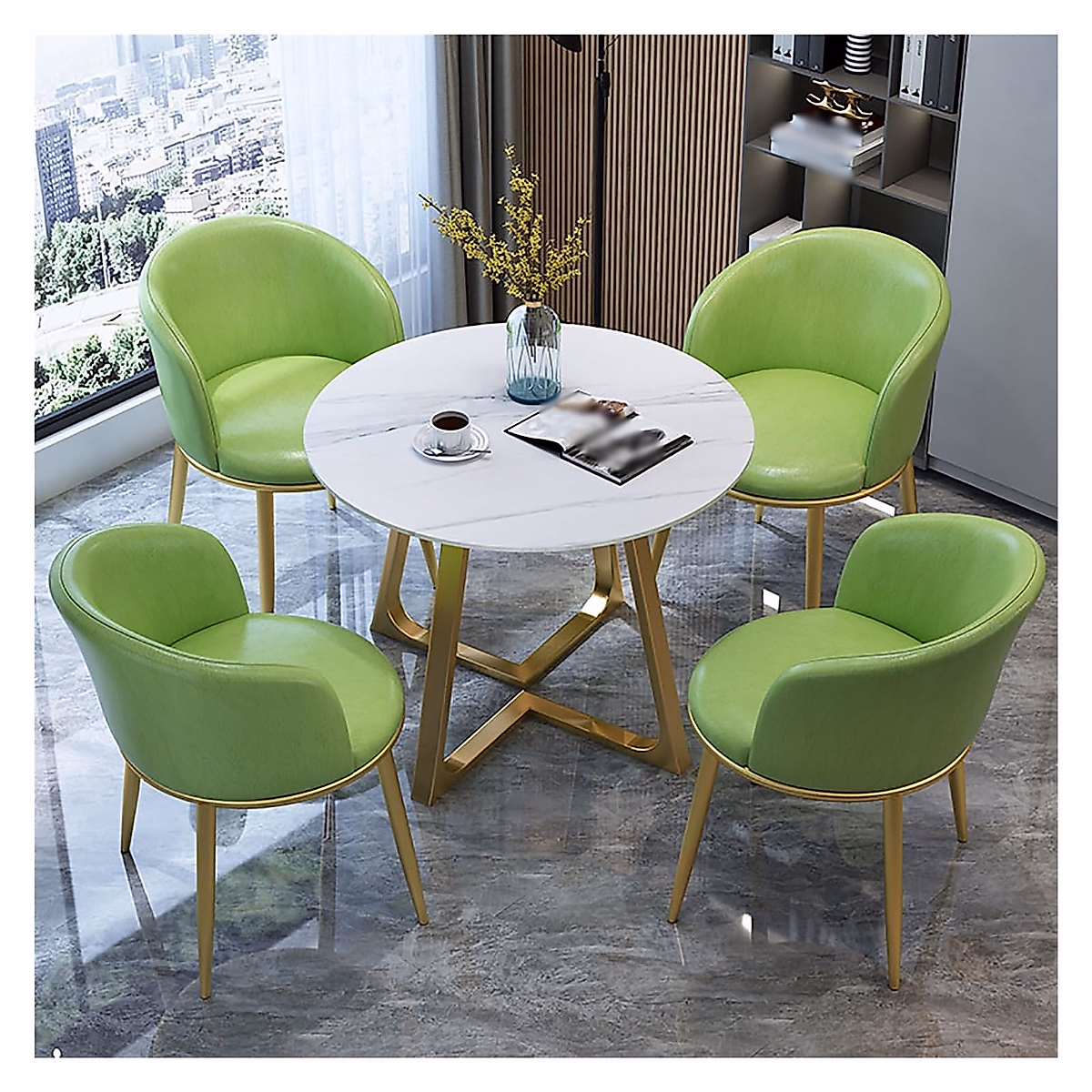 Office Conference Table,Reception Room Club Table,Table And Chair Combination,Negotiation Table Sales Office Shops Meetings Small Round Tables,1 Table 4 Chairs,Simple Kitchen Dining Table 80cm ( Color