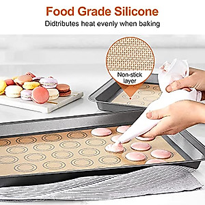 Silicone Baking Mat - HOOMIL Set of 2 Reusable Macaroon Baking Mats, Heat Resistant Food Grade Cooking Bakeware Mats for Pizza, Cookies, Bread and Pastry