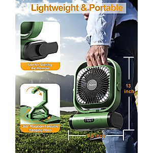 30000mAh Portable Fan Rechargeable with Remote & Oscillating,Battery Operated Fans with Lantern & Timers,Rechargeable Fan for Bedroom,Dorm,Bedside,Small Cordless Fan for Camping,Outdoor,Power Outages