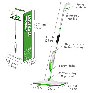 Mops for Floor Cleaning Wet Spray Mop, 14 oz Refillable Bottle and 3 Washable Microfiber Pads Home or Commercial Use Dry Wet Flat Mop for Hardwood Laminate Wood Ceramic, Green