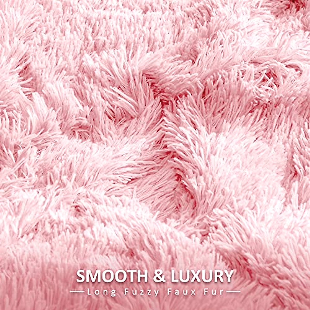 Pawque Luxury Faux Fur Throw Blanket Super Soft Oversized Throw Blankets, 90x90 inches, Decorative Blankets for Sofa Couch Bed Chair Photo Props, Breathable & Washable, Bright Pink
