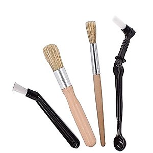Coffee Machine Cleaning Brush Set 4 Pieces Coffee Cleaning Brush Wooden Cleaning Brush for Grinders and Nylon Espresso Brush for Coffee Machine Group Head