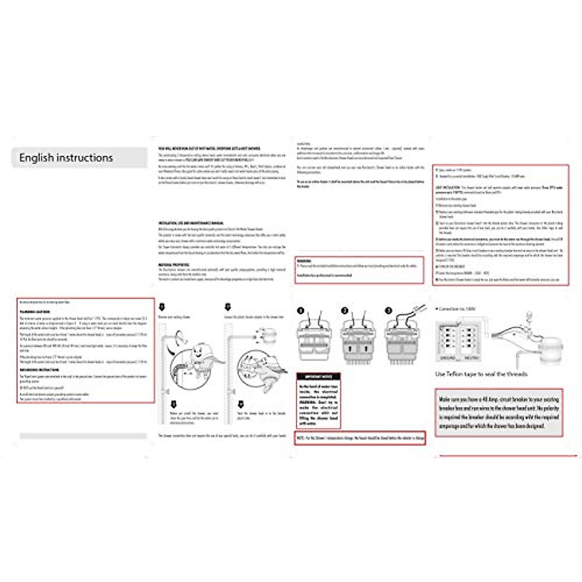 Boccherini Electric Instant Hot Water Shower Head Heater + FREE wall support/tube (FUSION)