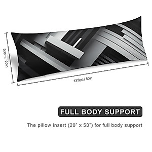 MaSiledy Body Pillow Case Geometry Long Case Protector with Zipper Black White Diagonal Geometric Design Body Pillowcase Bed Large Soft Body Pillow Covers 20x54 Inches for Bedding Couch