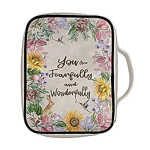 chaqlin Bible Cover for Women Girls Small Bible Protective Bible Book Case Fits Books 11X8.6X2.36 in Church Bag with Handle