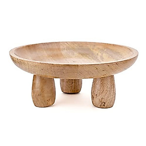 HUCH - Mango wood, Wooden bowls for decor - Fruit bowl - Decorative Bowls for Home Decor - Wood Fruit Bowl - Pedestal Bowl - Footed bowl - Wooden bowl