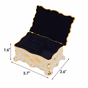 HolyFire Mini Jewelry Boxes Gift - Small Jewelry travel Case - Trinket Organizer with Lid Earrings Rings Vintage Treasure Keepsake Box for Women Girls Kids, Gold