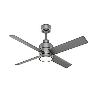Hunter Trak Indoor / Outdoor Ceiling Fan with LED Light and Wall Control, 60", Silver
