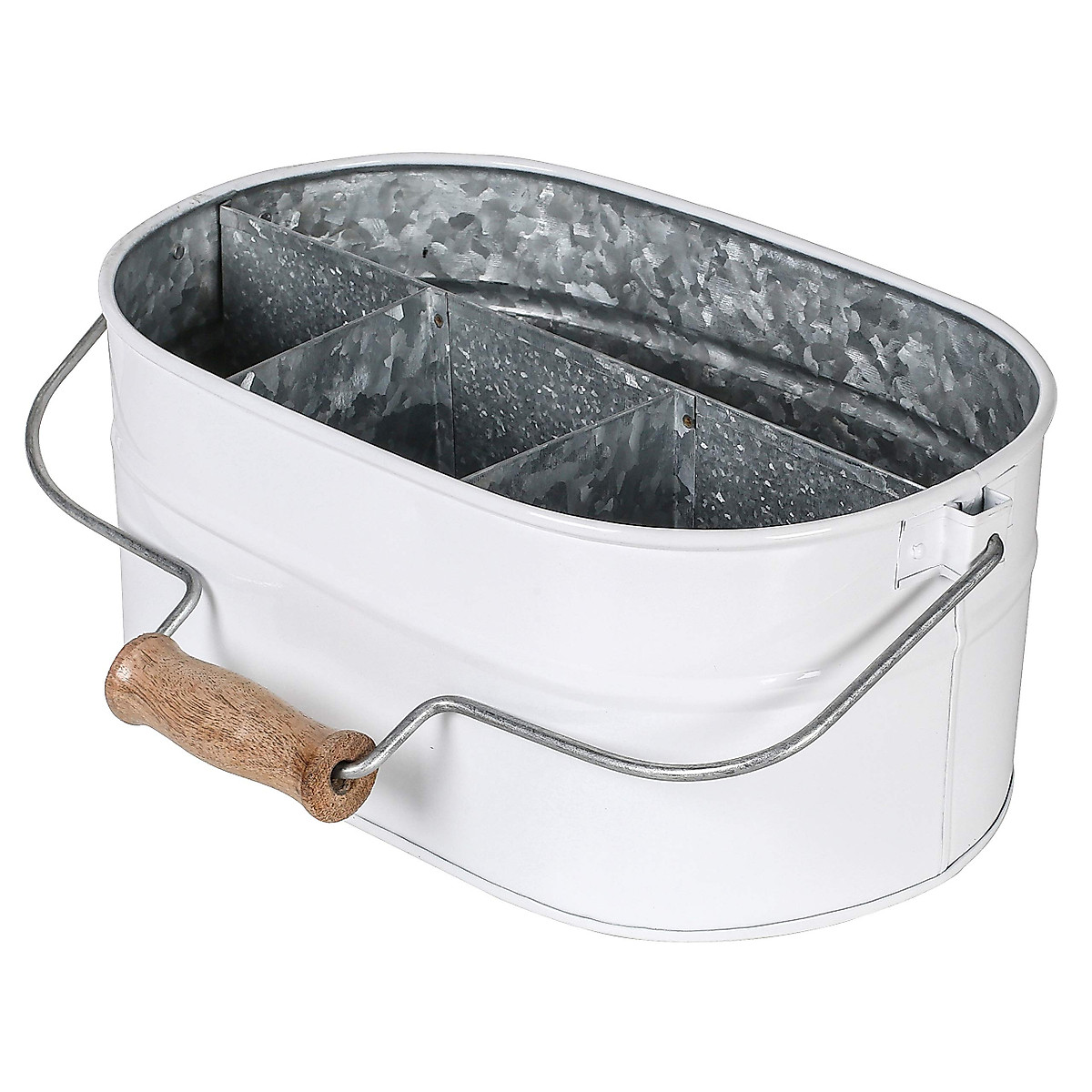 Alpha Living Home Utensil Caddy, Silverware Caddy Party, Silverware Caddy, Picnic Caddy, Flatware Caddy, Paper Plate Caddy, Galvanized Utensil Caddy, Metal Caddy, Outdoor Utensil Caddy - White