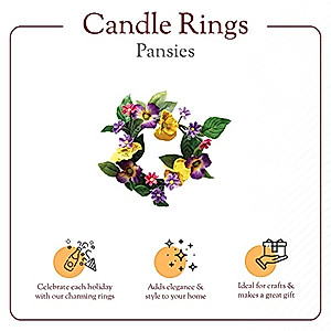 A Cheerful Giver Small Wreath Candle Ring - Pansies Artificial Floral Decor for Candles - Centerpieces & Home Accents