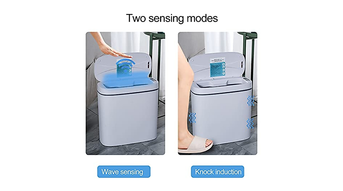 Kitchen Trash Can with Lid - Automatic Dustbin 2 Modes Touch Free ...