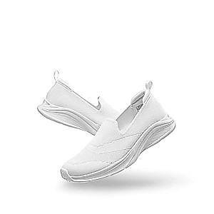 DREAM PAIRS Women's Slip on Walking Shoes, Lightweight Non Slip Sneakers with Removable Insole - Breathable Knit Mesh Upper - Casual Travel Work Jogging Tennis Shoe, White, Size 8.5 SDWS2307W