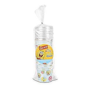 Glad for Kids SpongeBob SquarePants Paper Snack Bowls with Lids, 12oz | Heavy Duty Disposable Soak Proof Microwavable Paper Bowls for Kids and Adults, 20 Count