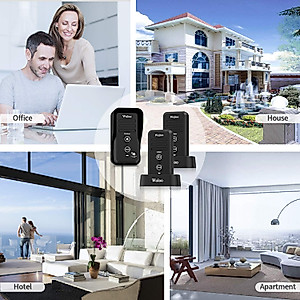 Wuloo Wireless Intercom Doorbells for Home Classroom, Intercomunicador Waterproof Electronic Doorbell Chime with 1/2 Mile Range 3 Volume Levels Rechargeable Battery (Black, 1&2)