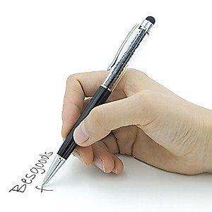 Stylus Pens, Besgoods 6Pcs Crystal 2 in 1 Slim Capacitive Stylus &Ballpoint Pen for Touch Screens, Phones and Tablets, Sky Blue pink Purple Royal Blue Black White