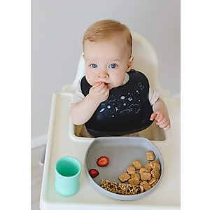 otterlove Silicone Baby Plate with Suction Base - 100% Platinum Pure LFGB Silicone with NO Fillers - BPA Free - Fits Most Highchair Trays (Undivided Plate + Cover - Sand)