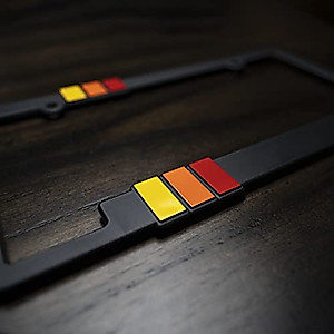 Classic Retro Heritage Stripe License Plate Frame - Fits Toyota - Yellow Orange Red