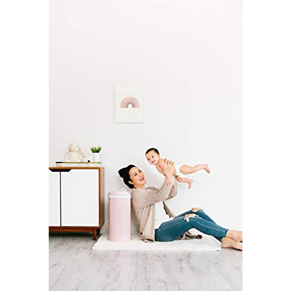 Ubbi Steel Odor Locking, No Special Bag Required, Money Saving, Modern Design, Registry Must-Have Diaper Pail, Blush Pink