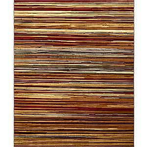 Unique Loom Barista Collection Modern, Abstract, Stripes, Urban, Rustic, Warm Colors Area Rug, 8' 0 x 10' 0 Rectangular, Multi/Beige