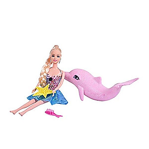 BETTINA Mermaid Princess Doll Pack, Color Changing Mermaid Tail, Dress Doll 12" and Dress Doll 3" and Dolphin Color Reveal Mermaid Toys for Little Girls and Play Gift Set Aged 3+