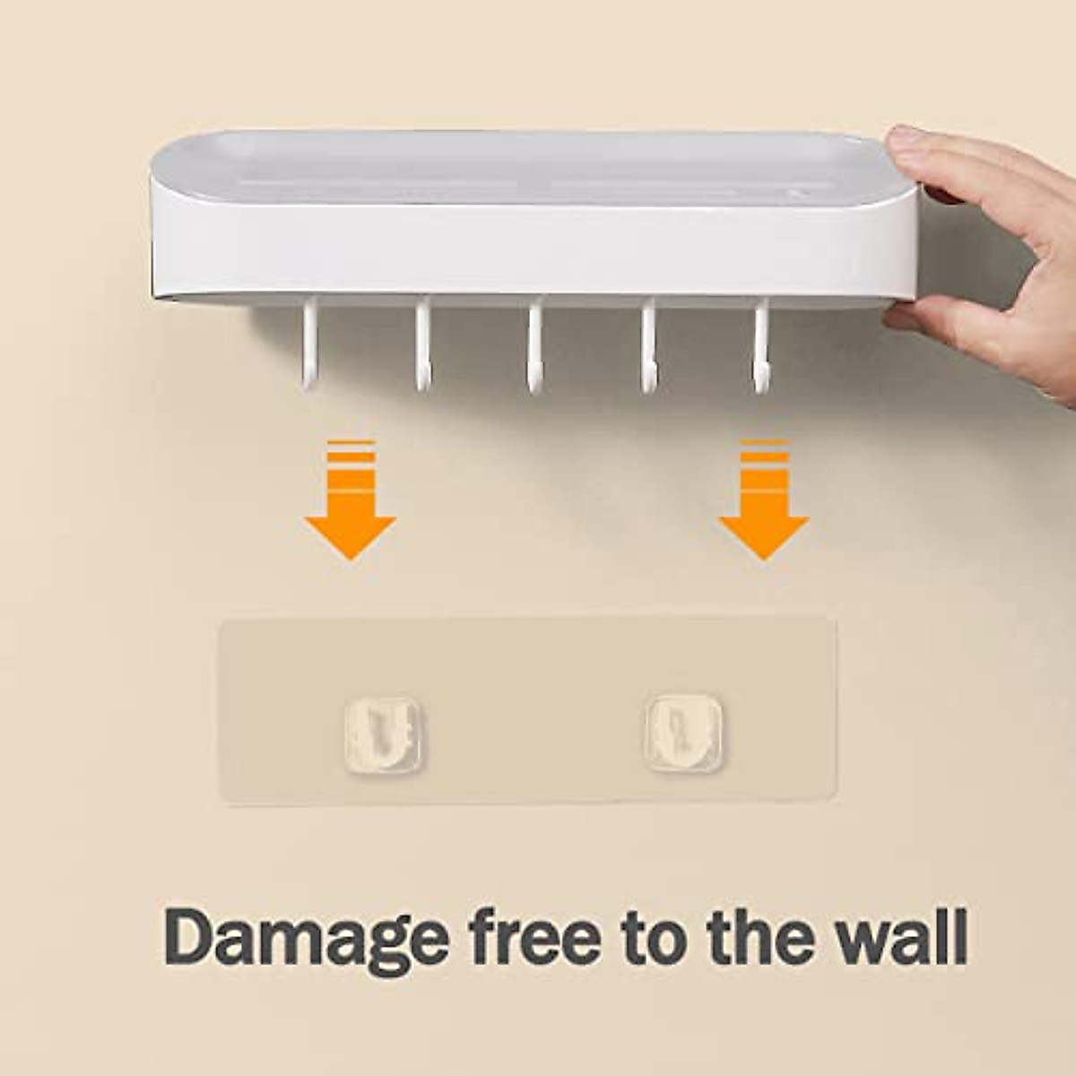 Knife Block Holder Wall, Knife Organizer Storage Shelf Rack Bar with Slots, Sharpening Rod Hooks for Kitchen Cooking White