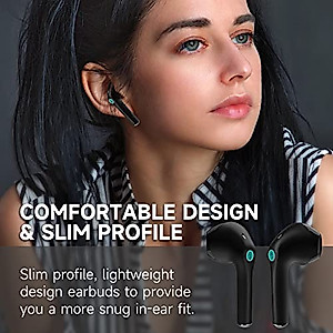 Wireless Earbuds Bluetooth 5.3 Headphones Deep Bass in-Ear Earphones Premium Sound with Mic Wireless Charging Case for iPhone, Samsung, Android Smartphone Laptop Sports