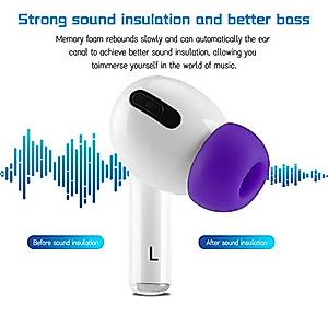 V-liams Upgrade AirPods Pro Soft Silicone with Dust Fence Earbud Tips Compatible with AirPods Pro Earplugs 2 Pairs(Medium/Purple)