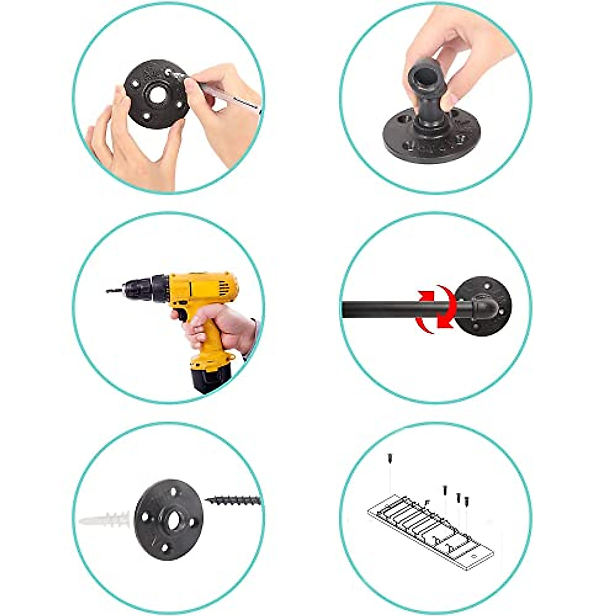 Wall Mounted Wine Rack with Bottle and Glass Storage, 3 Tier Wood Shelves and Cup Holders, Black