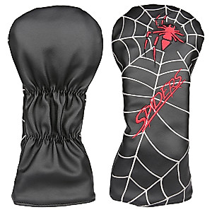 Golf Builder 4pcs/Set Spider Embroidery Black Golf Club Driver Fairway Wood Hybrid Head Covers 1 3 5 UT Covers