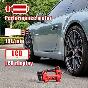 PMLYQ Cordless Tire Inflator for Milwaukee M18 Battery,Lithium Car Air Pump, Portable LED Handheld Air Pump with Digital Pressure Gauge for Car tires, Motorcycle,Bicycle, Ball(Tool Only, NO Battery)