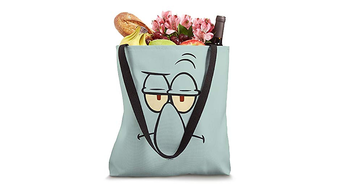 SpongeBob Squidward Large Face Tote Bag - Fun & Durable