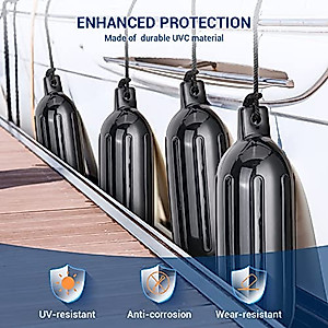 VIGORVAN Boat Fenders 4 Pack Boat Bumpers for Docking, 5.5 Inch Inflatable Boat Fenders Bumpers, Boat Fender with 4 Ropes, 4 Needles, 1 Pump