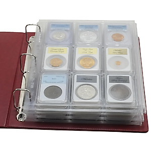 Ursae Minoris Manor Library Album with Collector's Pages for 45 Coins in Standard Certified or Certified-Style Holders PCGS, NGC, ANACS, Lighthouse, Guardhouse, BCW, Ursae Minoris – Burgundy