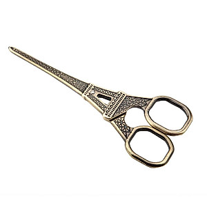 Stainless Steel Scissors DIY Fashionable Eiffel Tower Shape Sewing Shears Art Work Dresser Embroidery Tool Scissor(bronze)