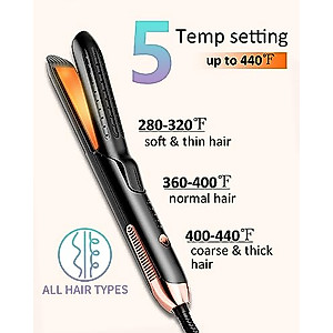 Hair Straightener and Curler 2 in 1 Curling Iron, 360° Airflow Styler Curling Iron Dual Voltage, Ceramic Hair Curler for Short Hair