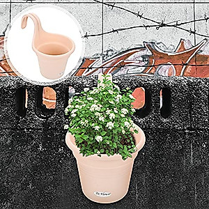 Happyyami Single Hook Hanging Basin pots for Outdoor pots for Indoor Plants Hanging Plant Holders Railing Planter Hanging Baskets for Plants Outdoor Fence Hanging Rail pp Resin Flowers