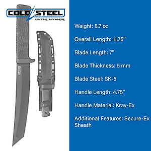 COLD STEEL Recon Tanto 7" SK-5 Razor-Sharp Blade 4.75" Kray-Ex Handle Military Tactical Fixed Blade Knife w/Secure-Ex Sheath